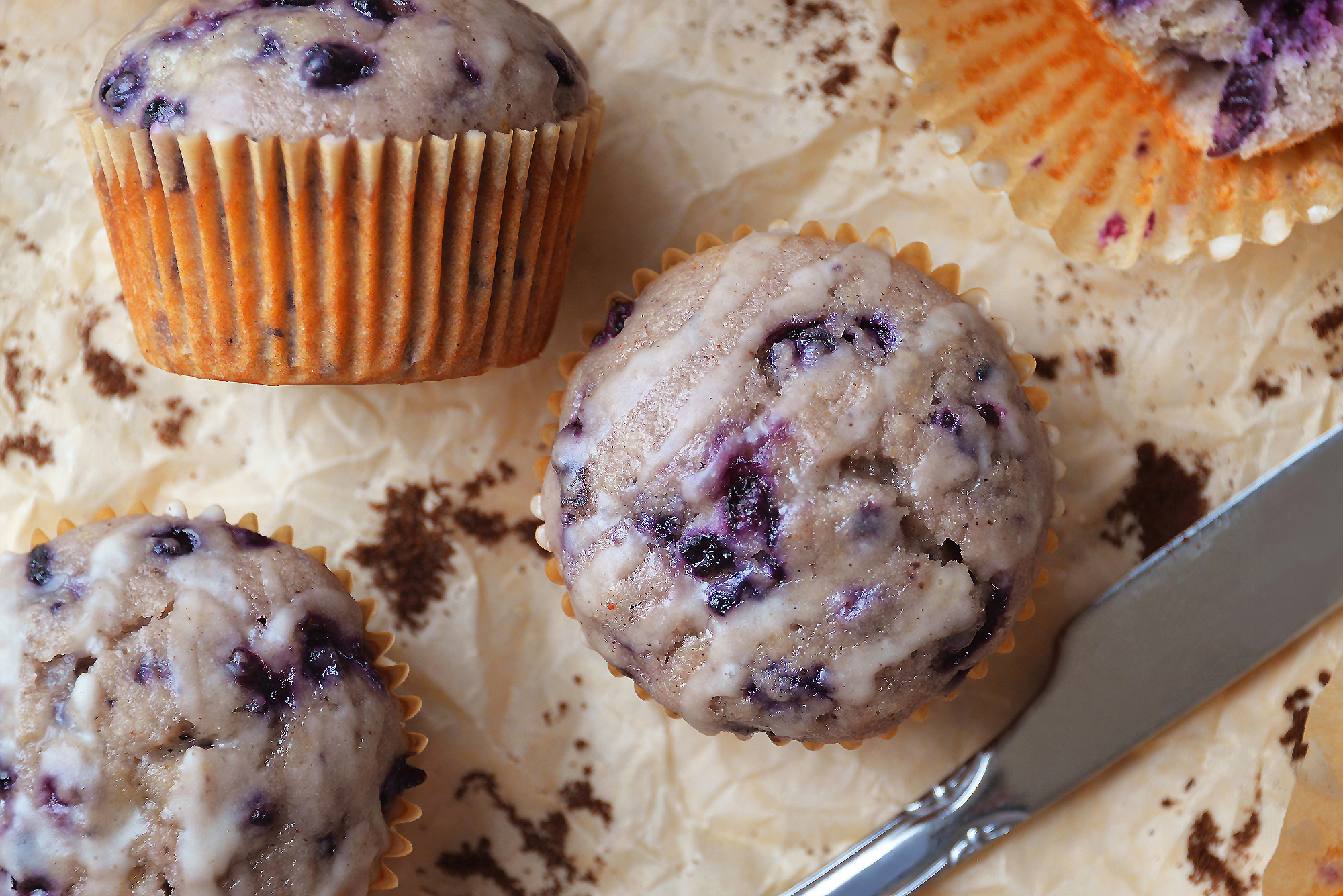 Glazed Vanilla Wild Blueberry Muffins - Bake & Be Well